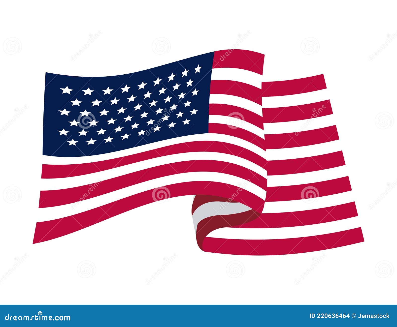 Waving usa flag stock vector. Illustration of waving - 220636464