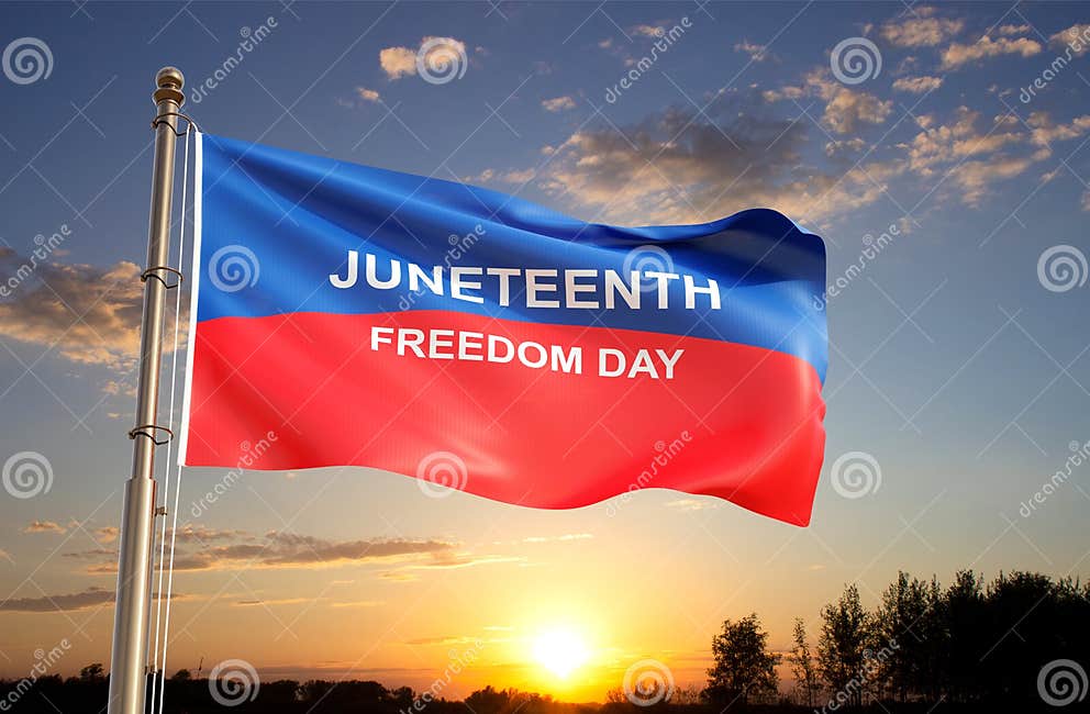Waving in the Wind Flag with Text Juneteenth Freedom Day Stock ... Waving in the Wind Flag with Text Juneteenth Freedom Day Stock ...
