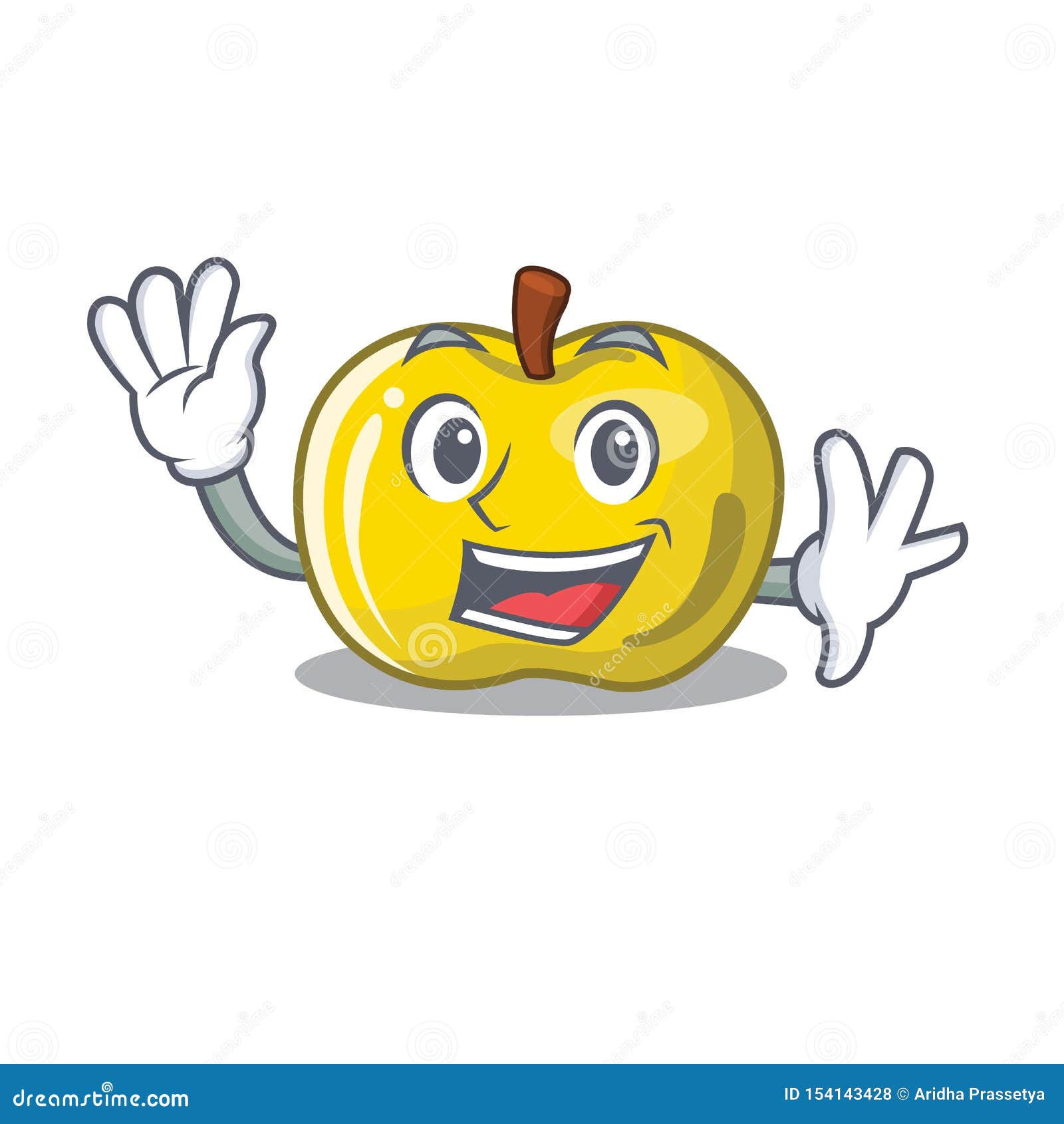 Waving Yellow Apple in the Character Shape Stock Vector - Illustration ...