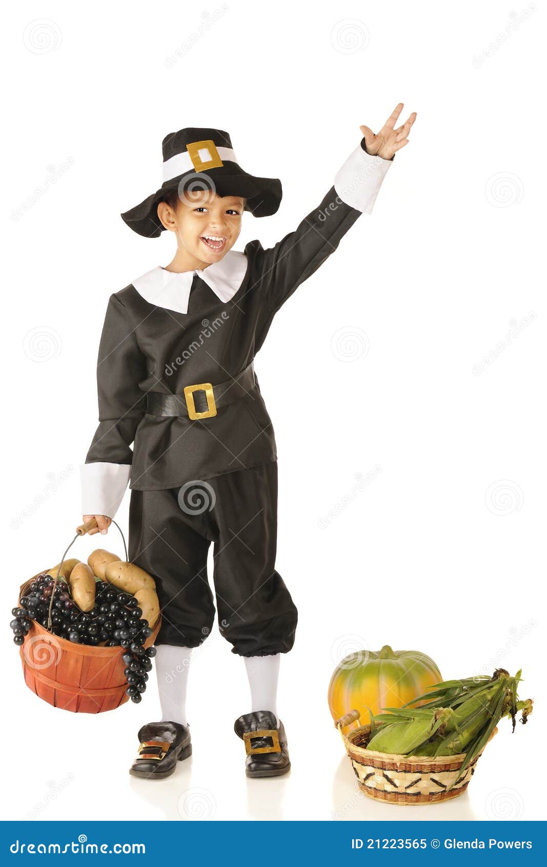 Waving Young Pilgrim stock image. Image of corn, buckles - 21223565