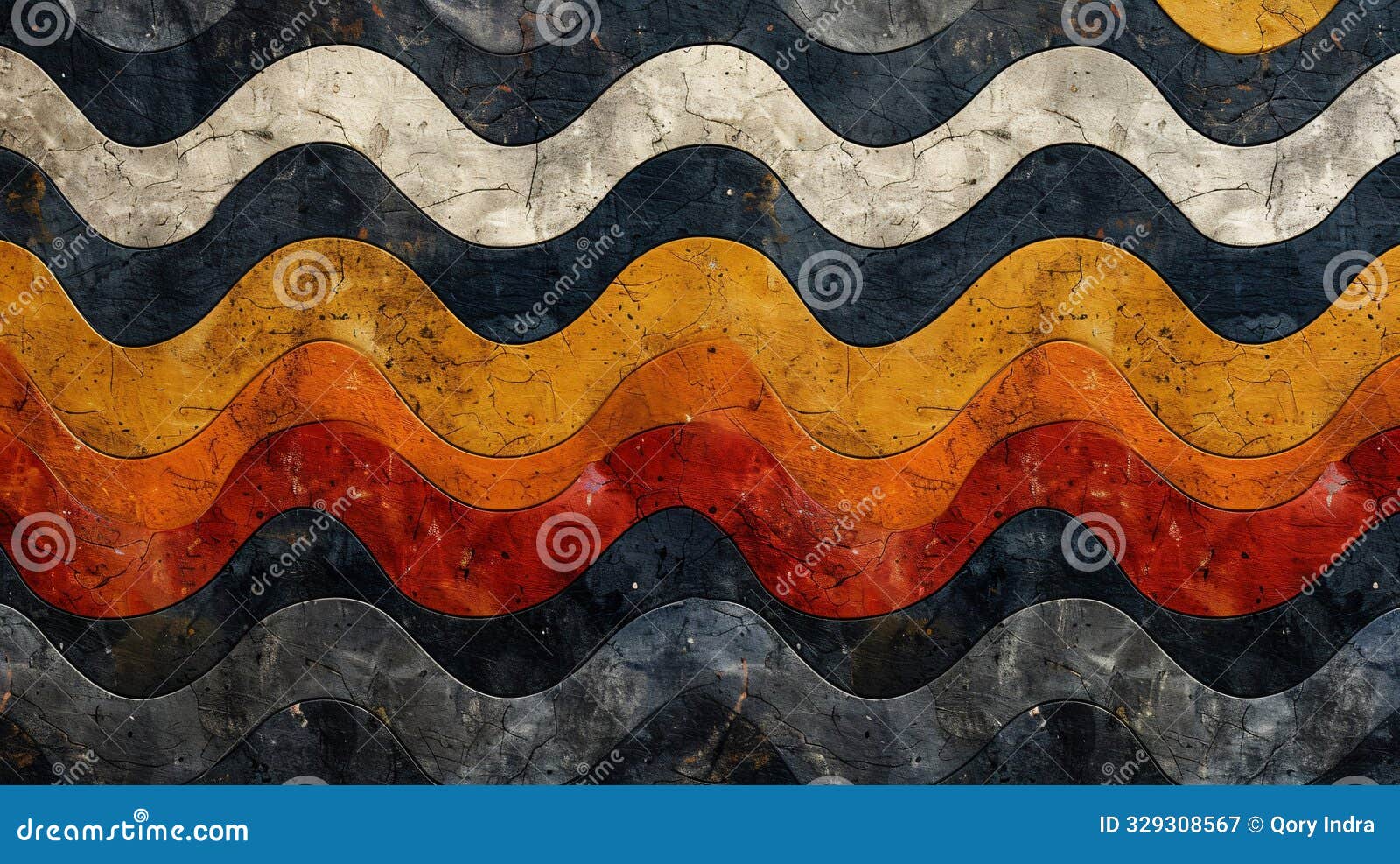 Wavy Abstract Art with Cracked Texture Stock Illustration ...