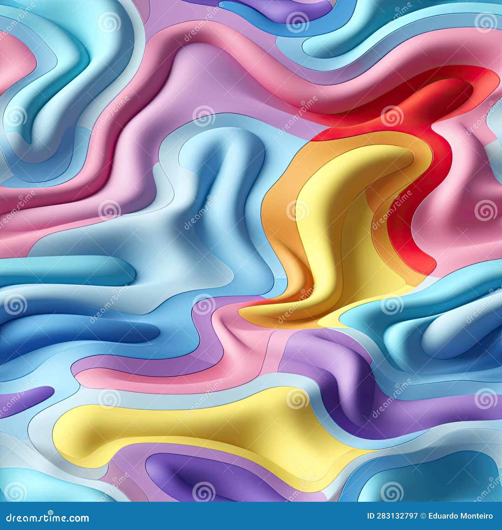 Wavy Abstract 3D Design with Layered Forms and Vibrant Pastels (tiled ...