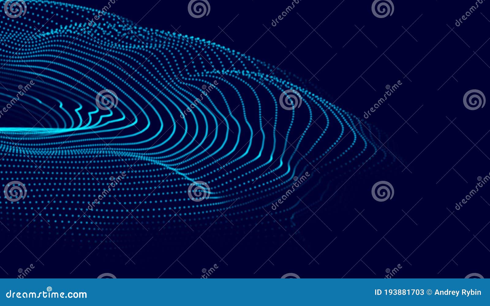 Wavy Abstract Object Made of Particles. Abstract Technological or ...