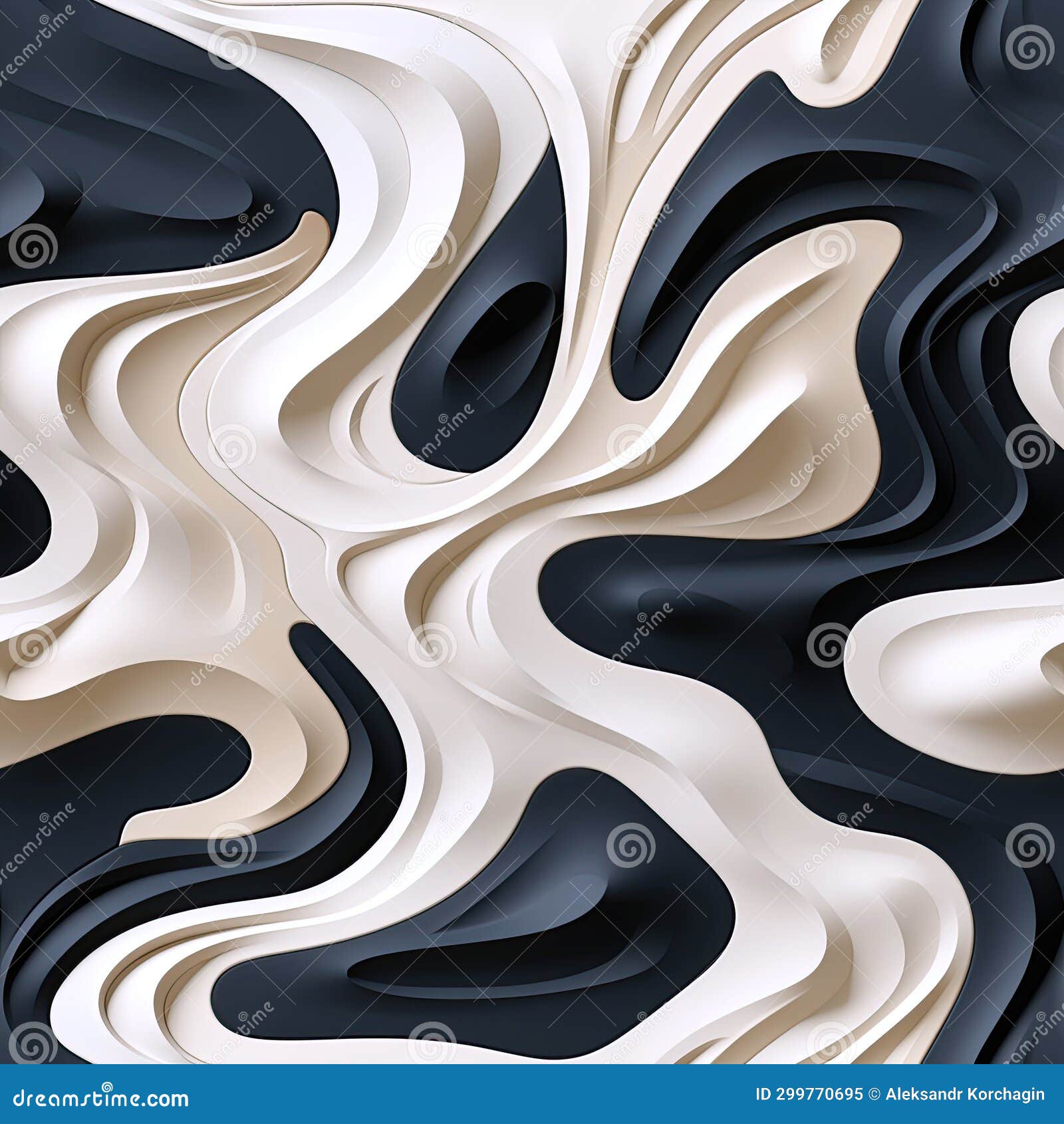 Wavy Abstract Pattern Texture with Volumetric 3d White Waves Lines on ...