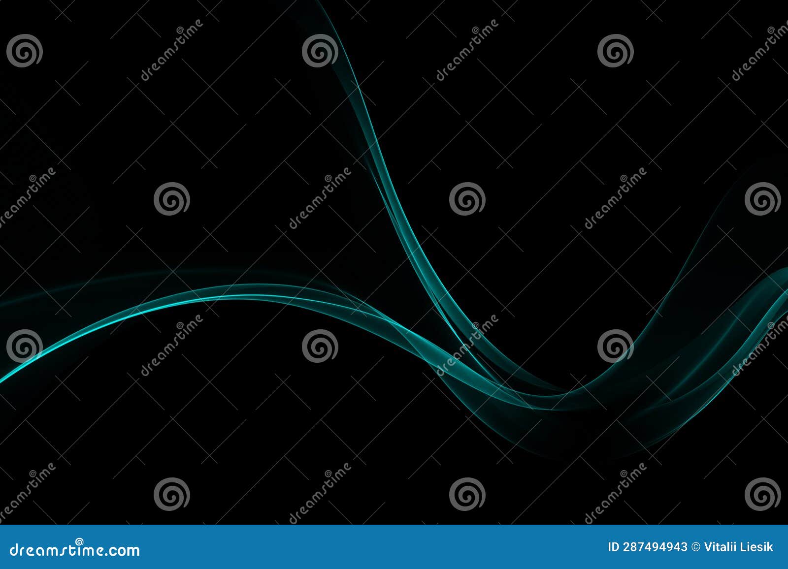 Wavy Abstract Shiny Blue Wave Design Element on Dark Background. Stock ...