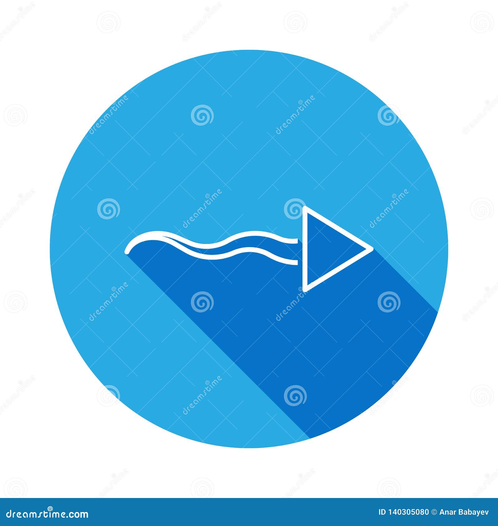 Wavy Arrow Icon with Long Shadow. Thin Line Icon for Website Design and ...