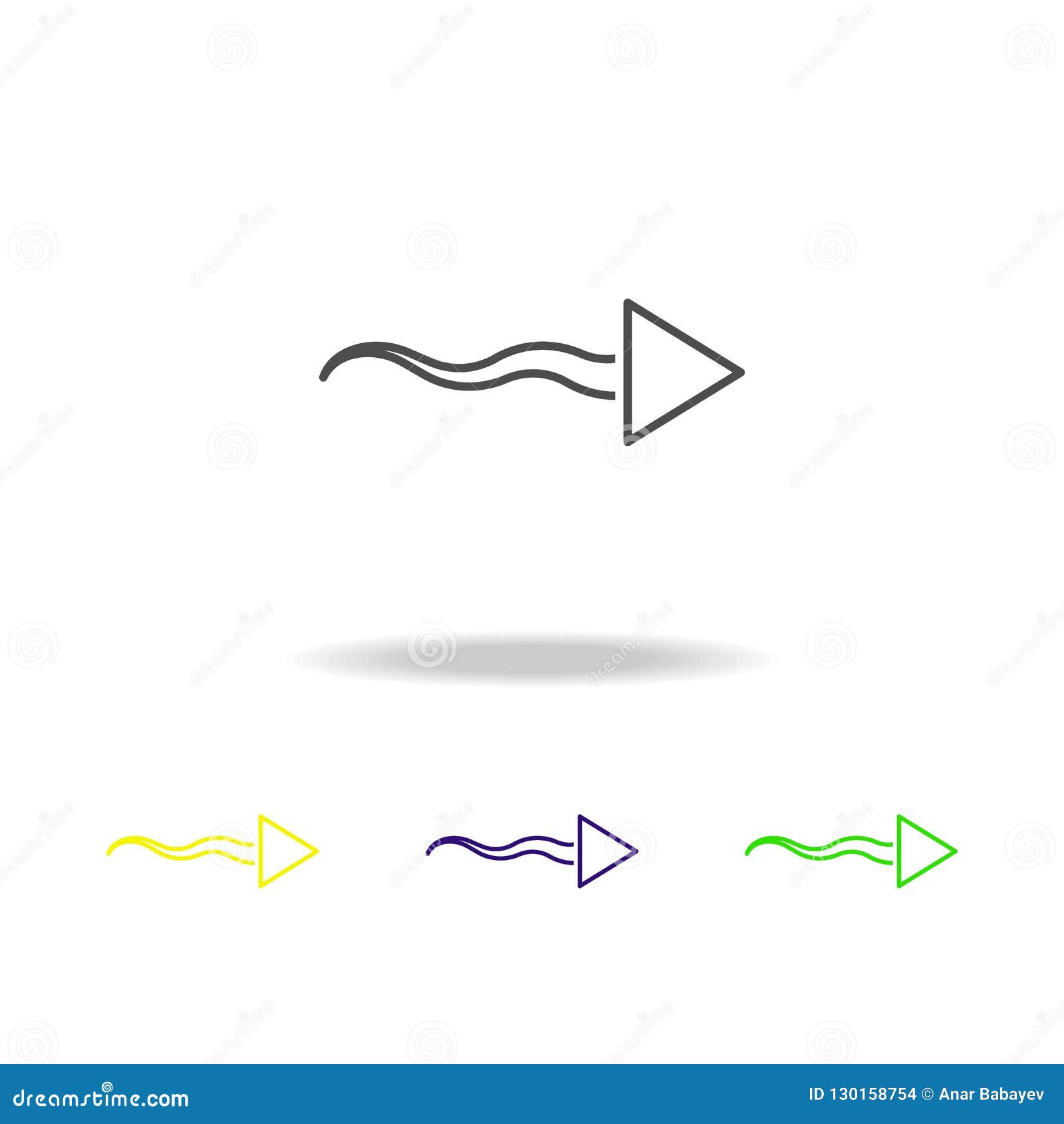 Wavy Arrow Multicolored Icons. Thin Line Icon for Website Design and ...
