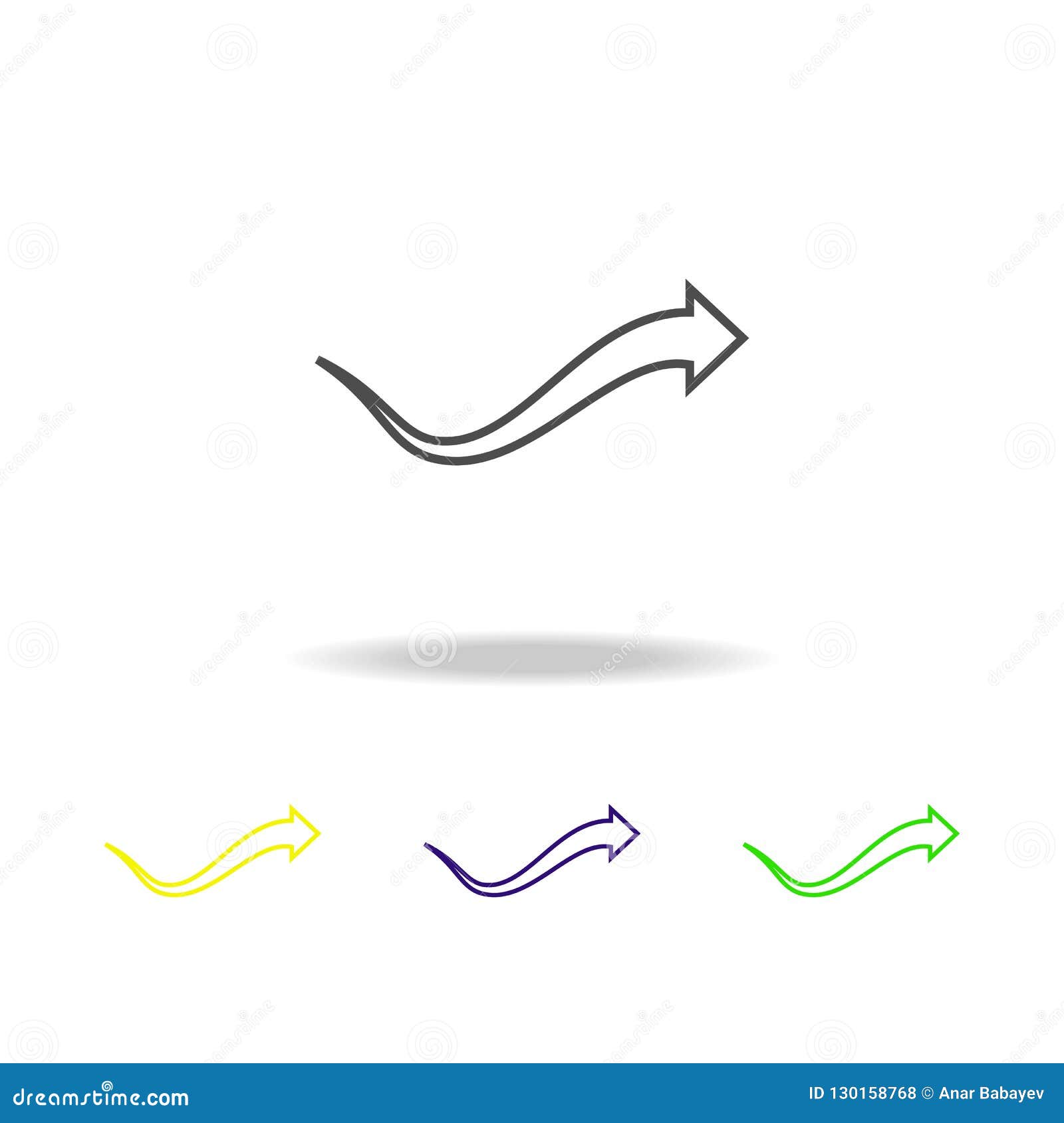 Wavy Arrow Multicolored Icons. Thin Line Icon for Website Design and ...