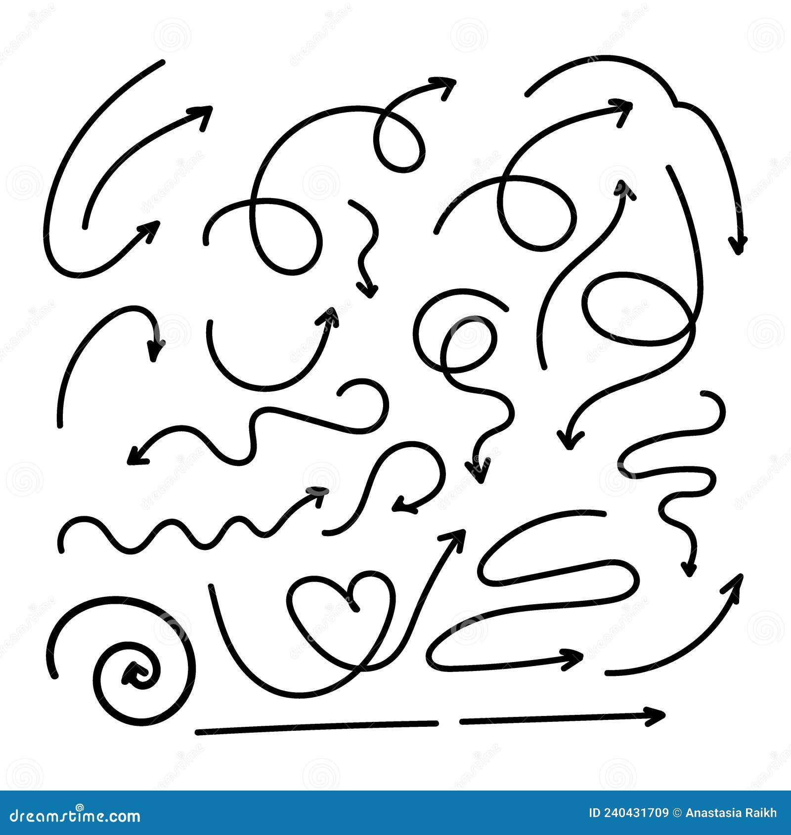 Wavy Arrows in Various Combinations. Arrow Lines, Arrow Hearts ...