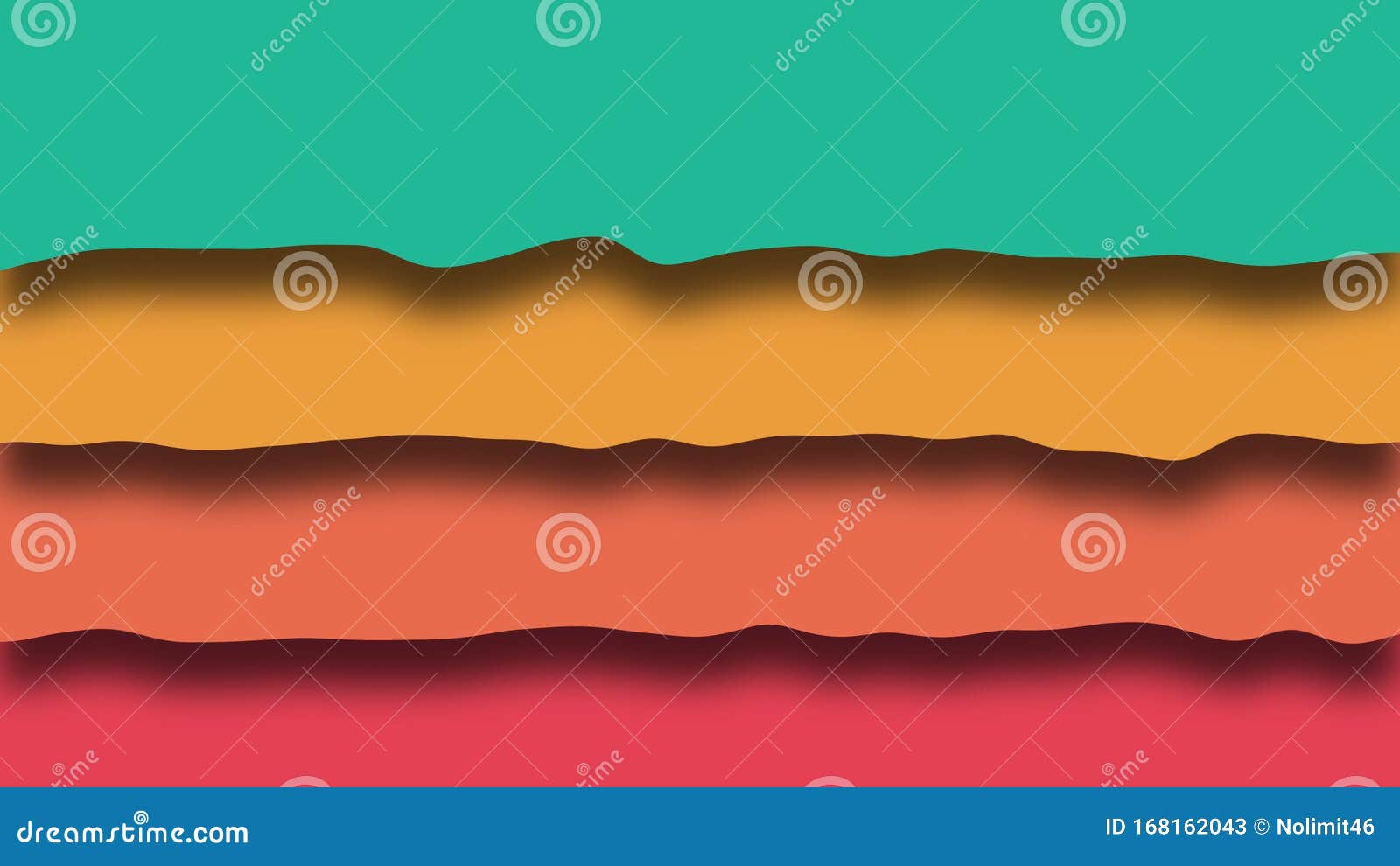 Wavy Background from Color Layers. 3D Rendering of Modern Art, Computer ...