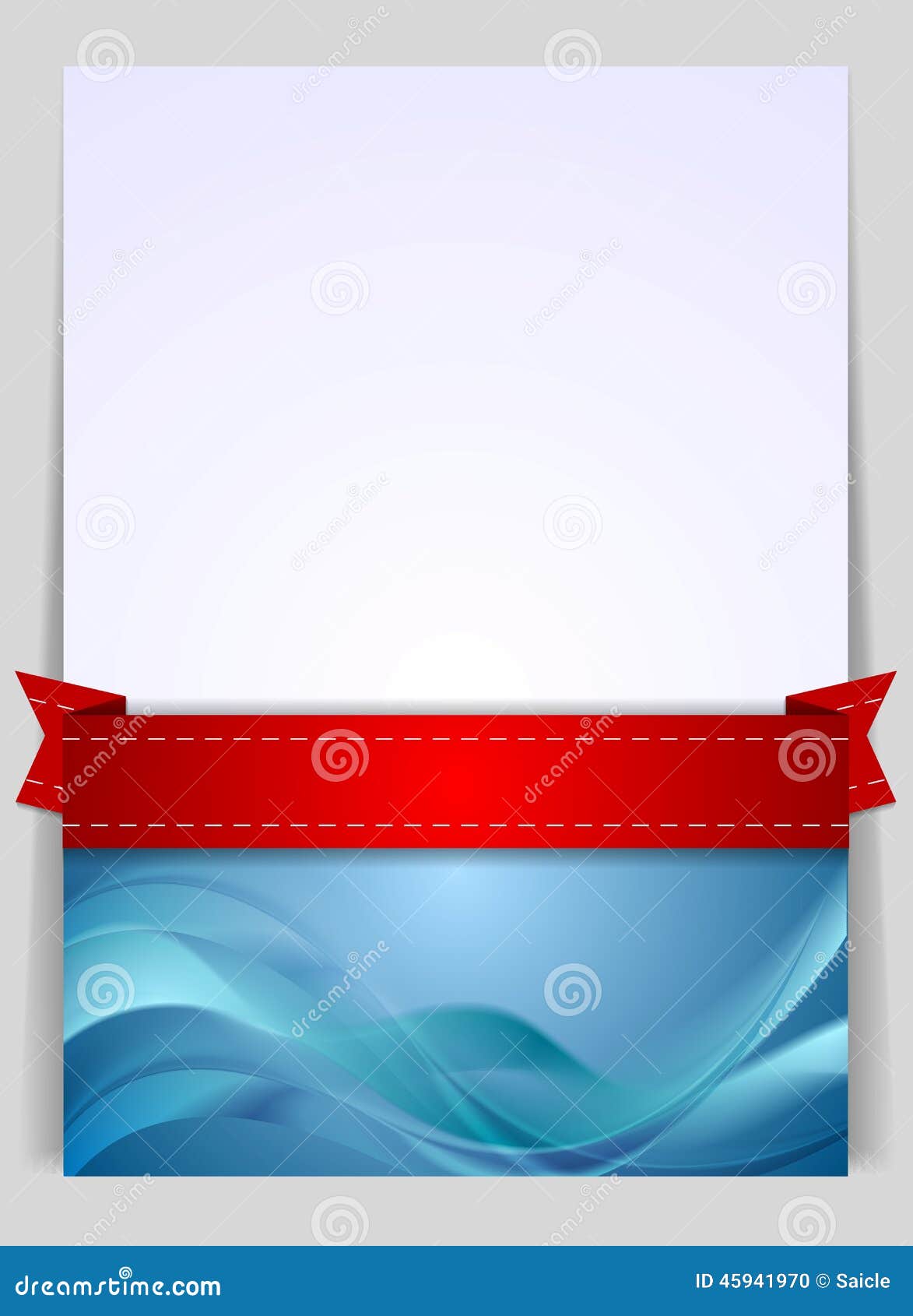 Wavy Background Flyer With Red Ribbon Vector Illustration ...