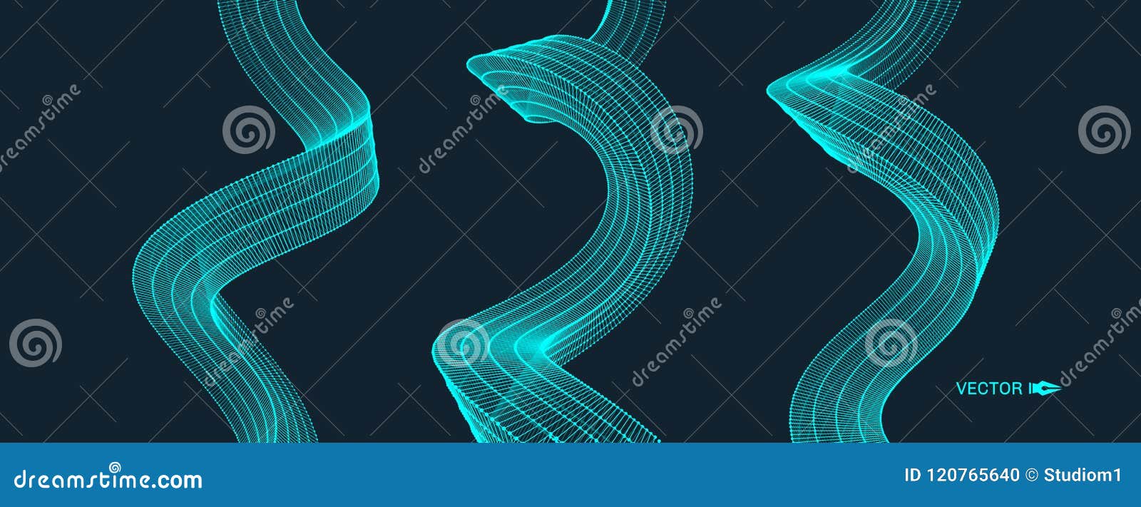 Wavy Background with Motion Effect. 3d Technology Style Stock Vector ...