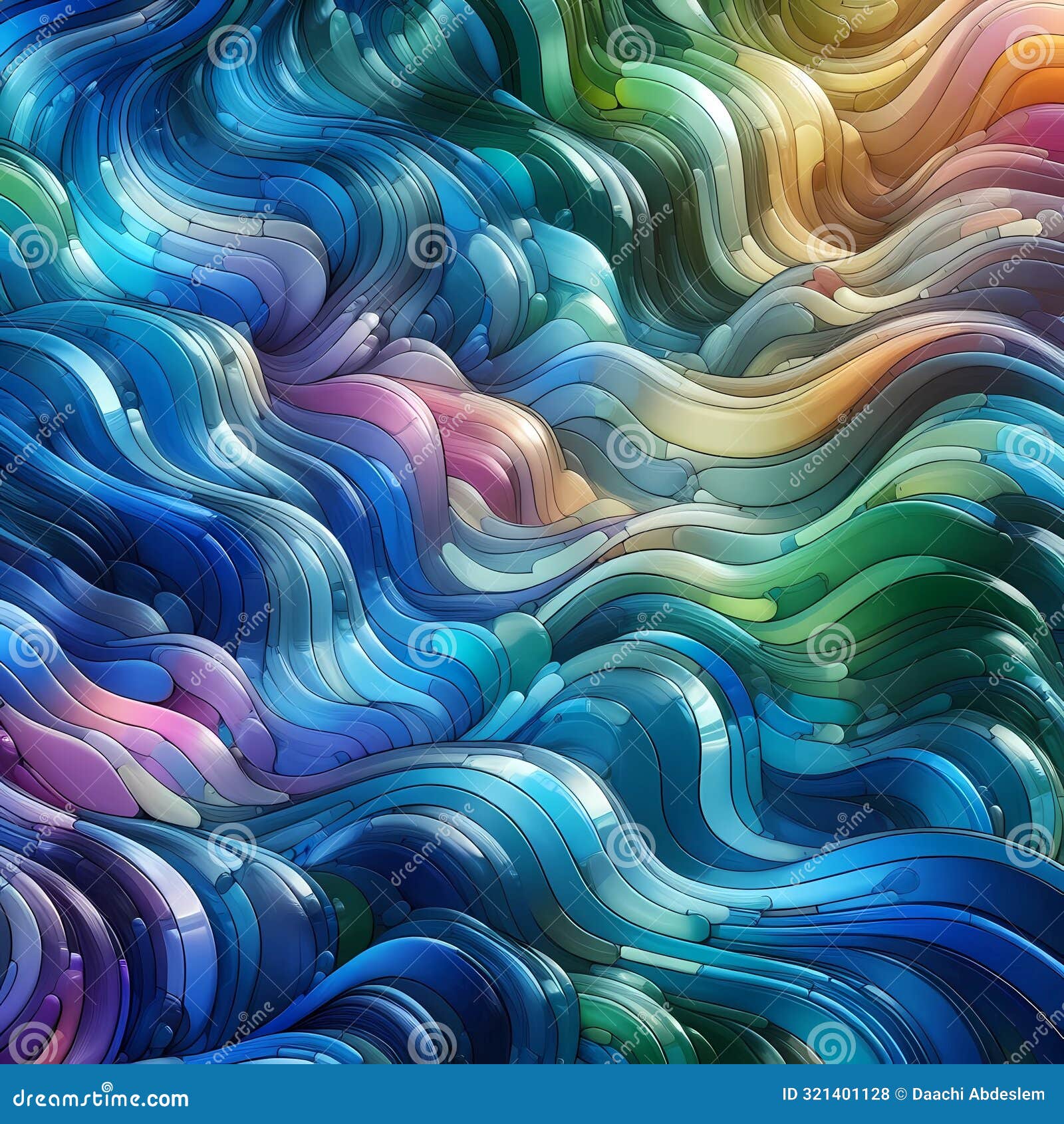 Modern Wavy Glass Shapes Background. Stock Illustration - Illustration ...