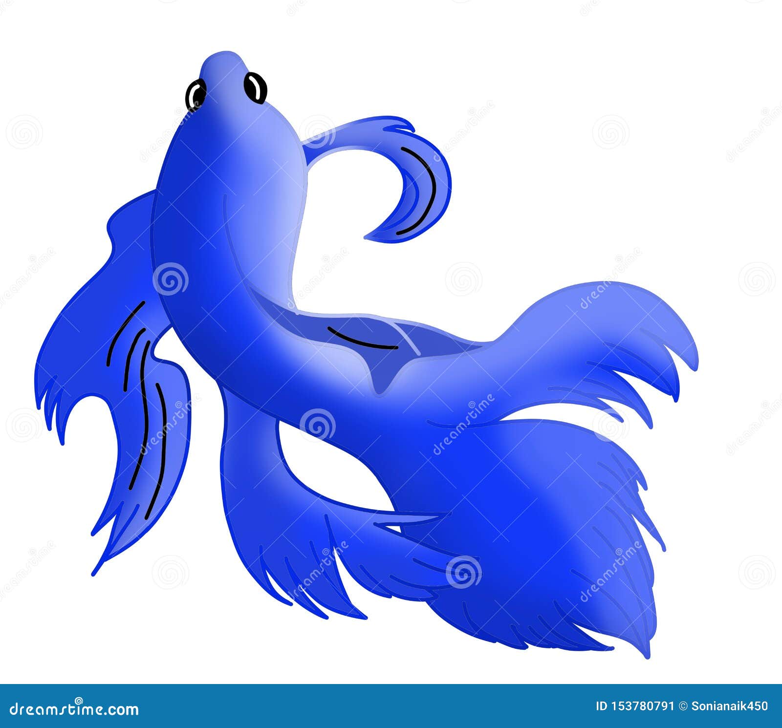 Wavy Blue Fish on White Background Stock Illustration - Illustration of ...