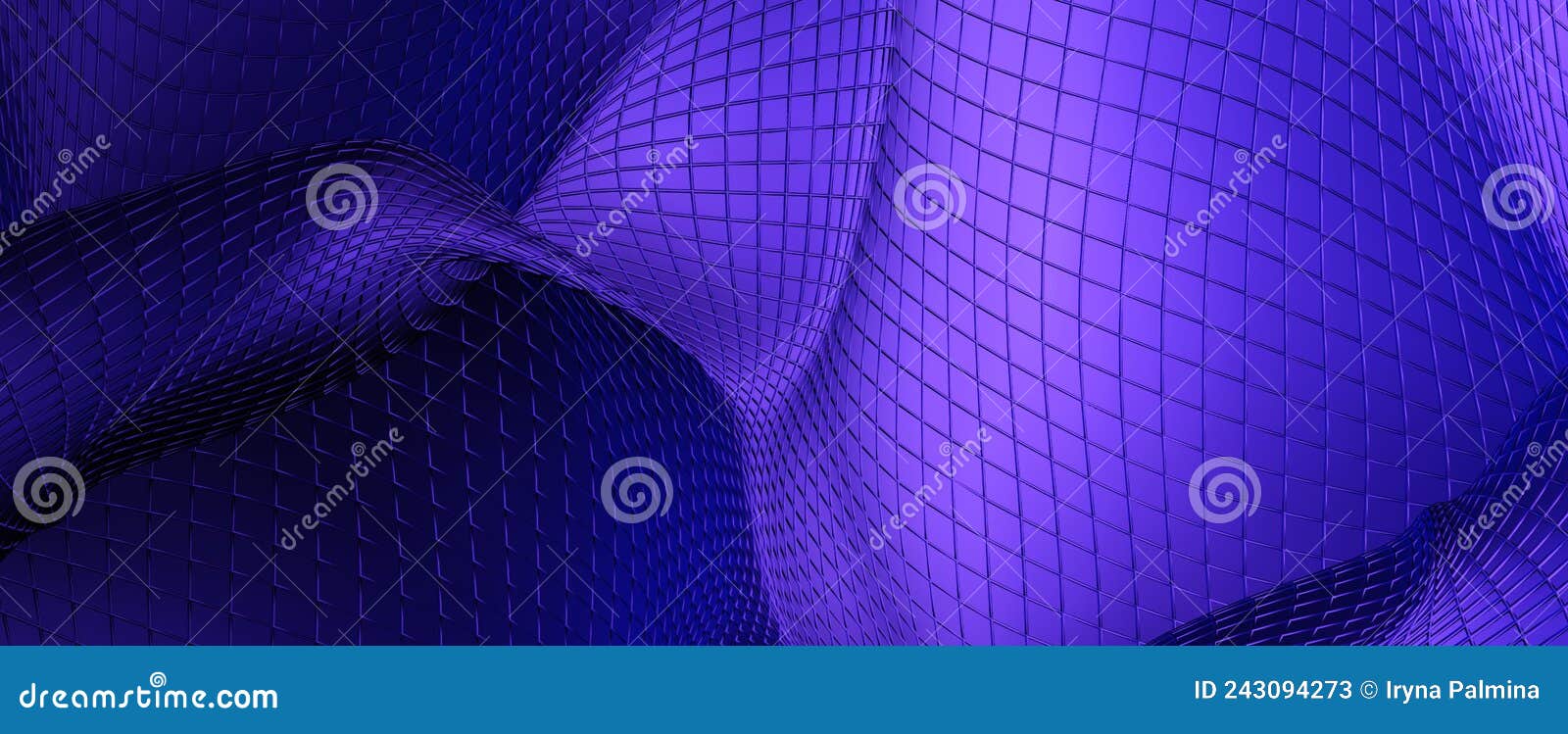 Wavy Blue Grid Background. Curvy Futuristic Textures with 3d Render ...