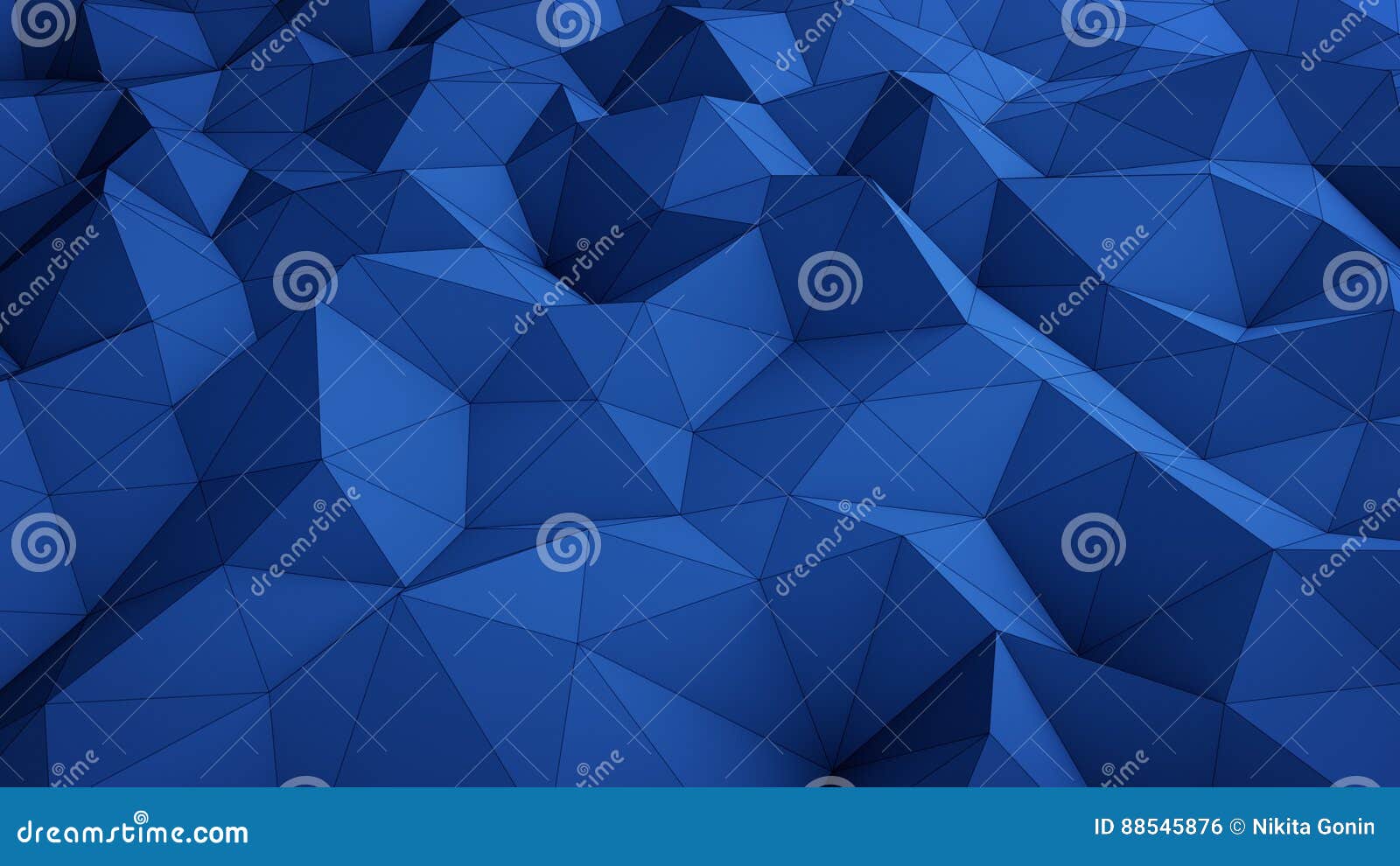 Wavy Blue Low Poly Surface Abstract 3D Rendering Stock Illustration ...