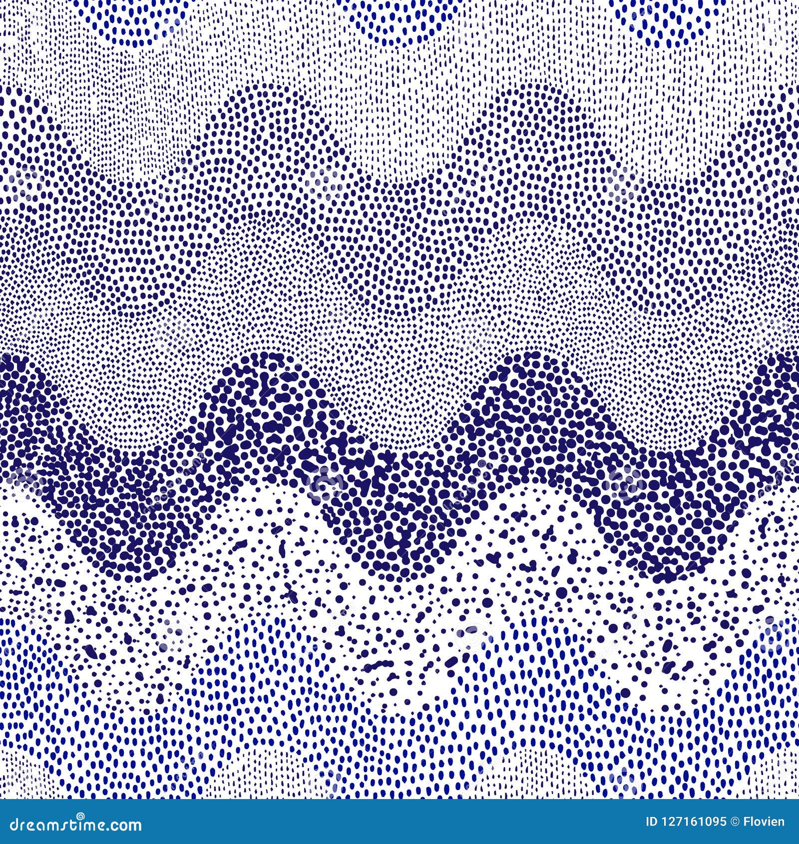 Wavy Blue-white Pattern Drawn by Hand. Polka Dot Print in Doodle Stock ...