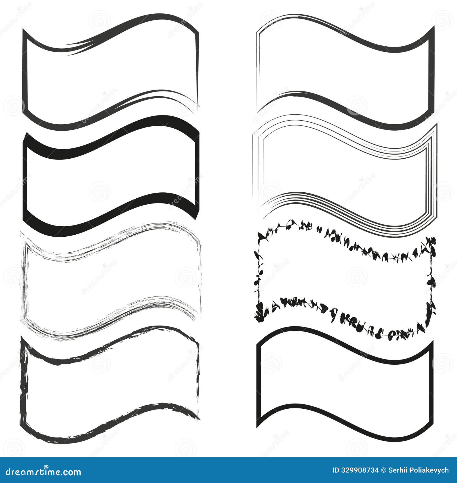 Wavy Border Frames. Various Design Styles. Vector Decorative Shapes ...