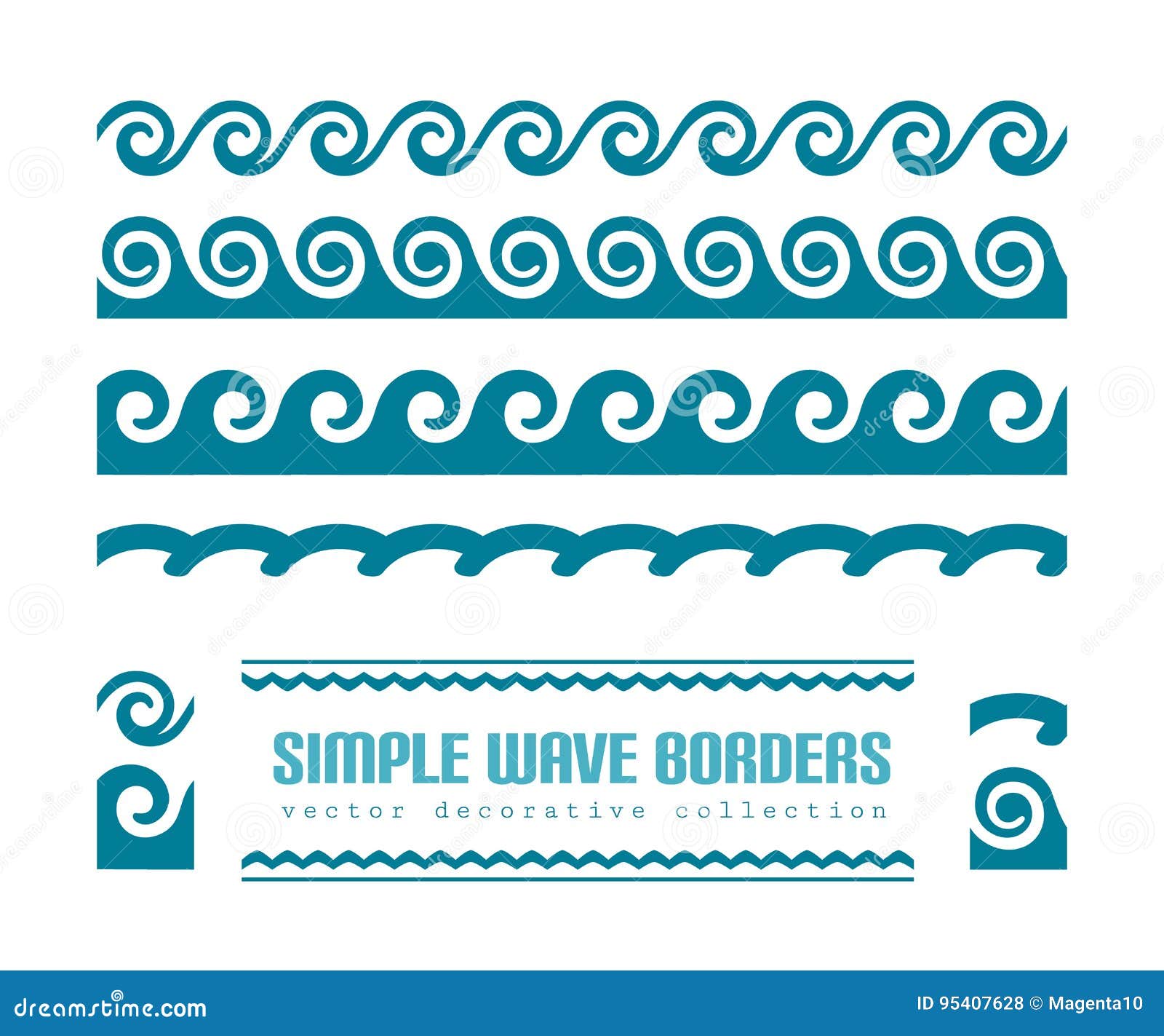 Wavy borders set stock vector. Illustration of elements - 95407628