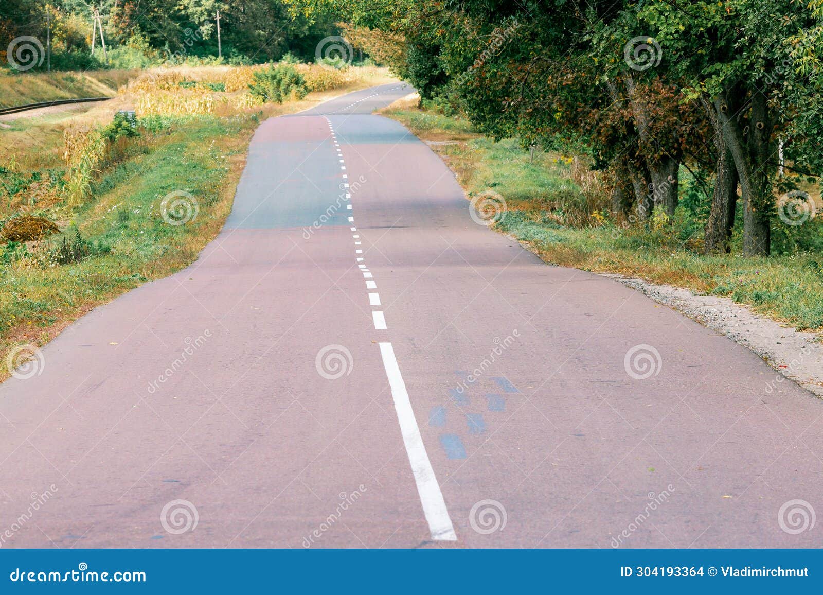 Wavy and Bumpy Asphalt Road. Ahead is a Long Road that Curves ...