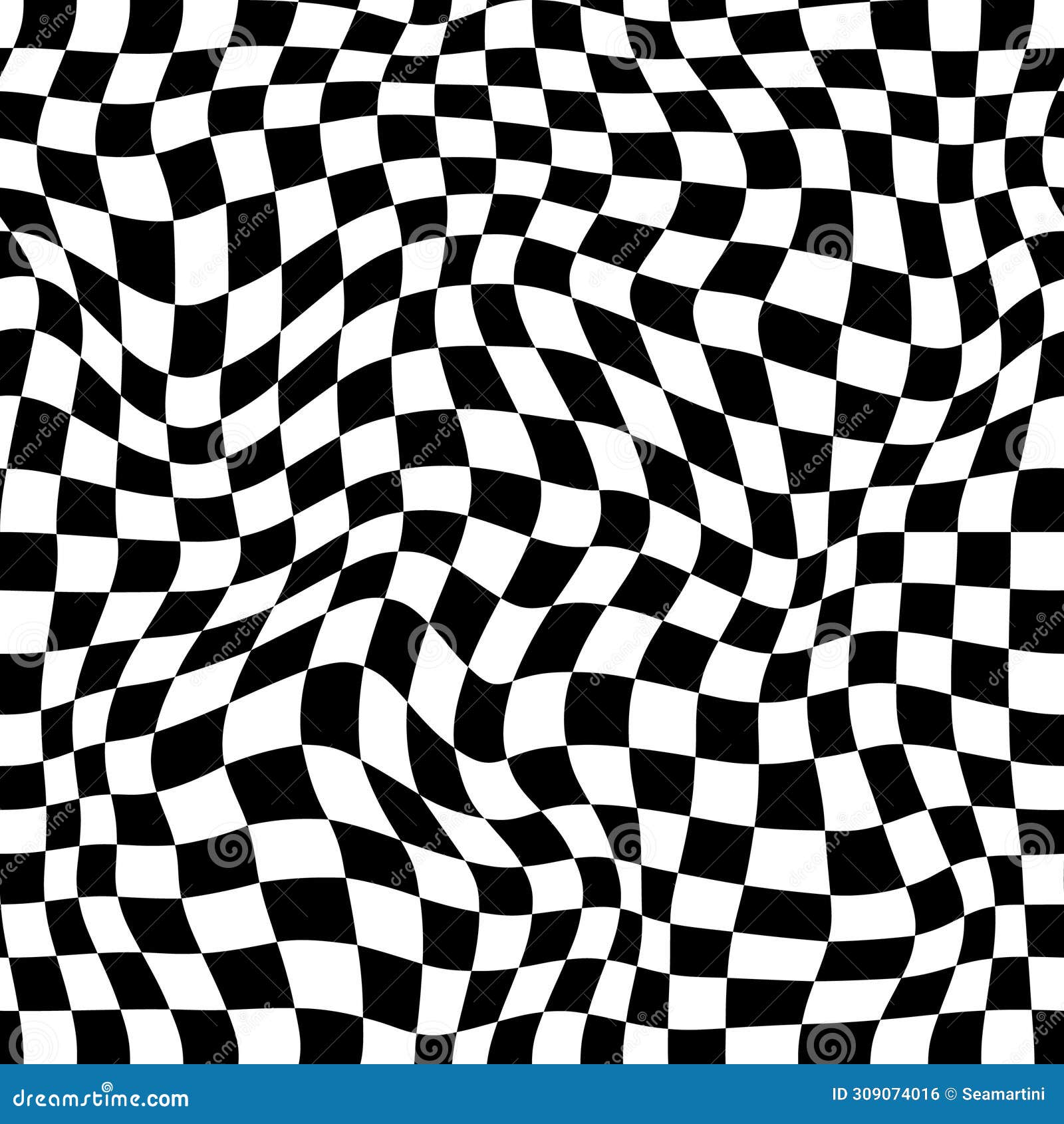 Wavy Checker Pattern with Optical Illusion Effect Stock Illustration ...