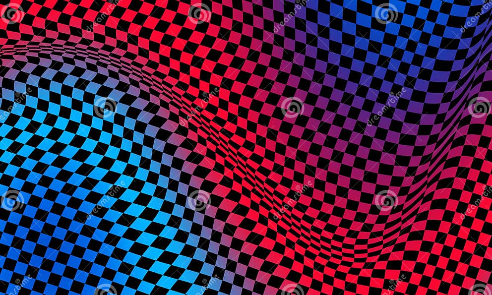 Wavy Checkerboard Background. Twisted Psychedelic Pattern Stock ...