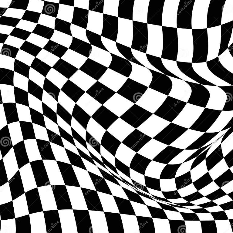 Wavy Checkerboard Background Visual Illusion Distortion. Chess Board ...