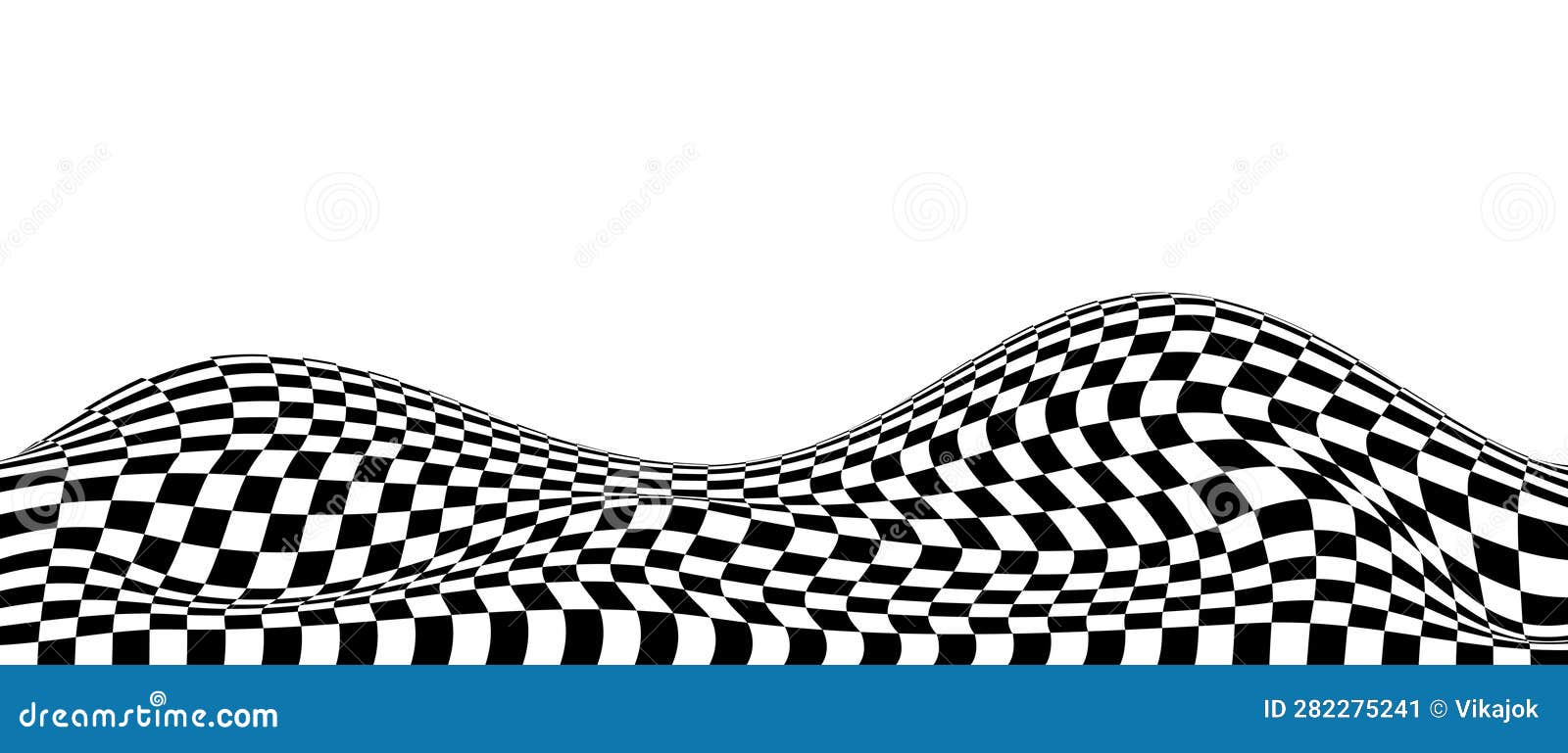 Wavy Checkered Background. Black and White Curved Warped Chessboard ...