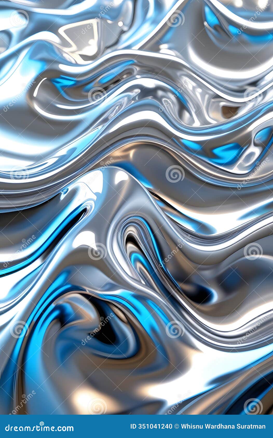 Wavy Chrome Texture with Flowing Metallic Waves and Reflective Silver ...