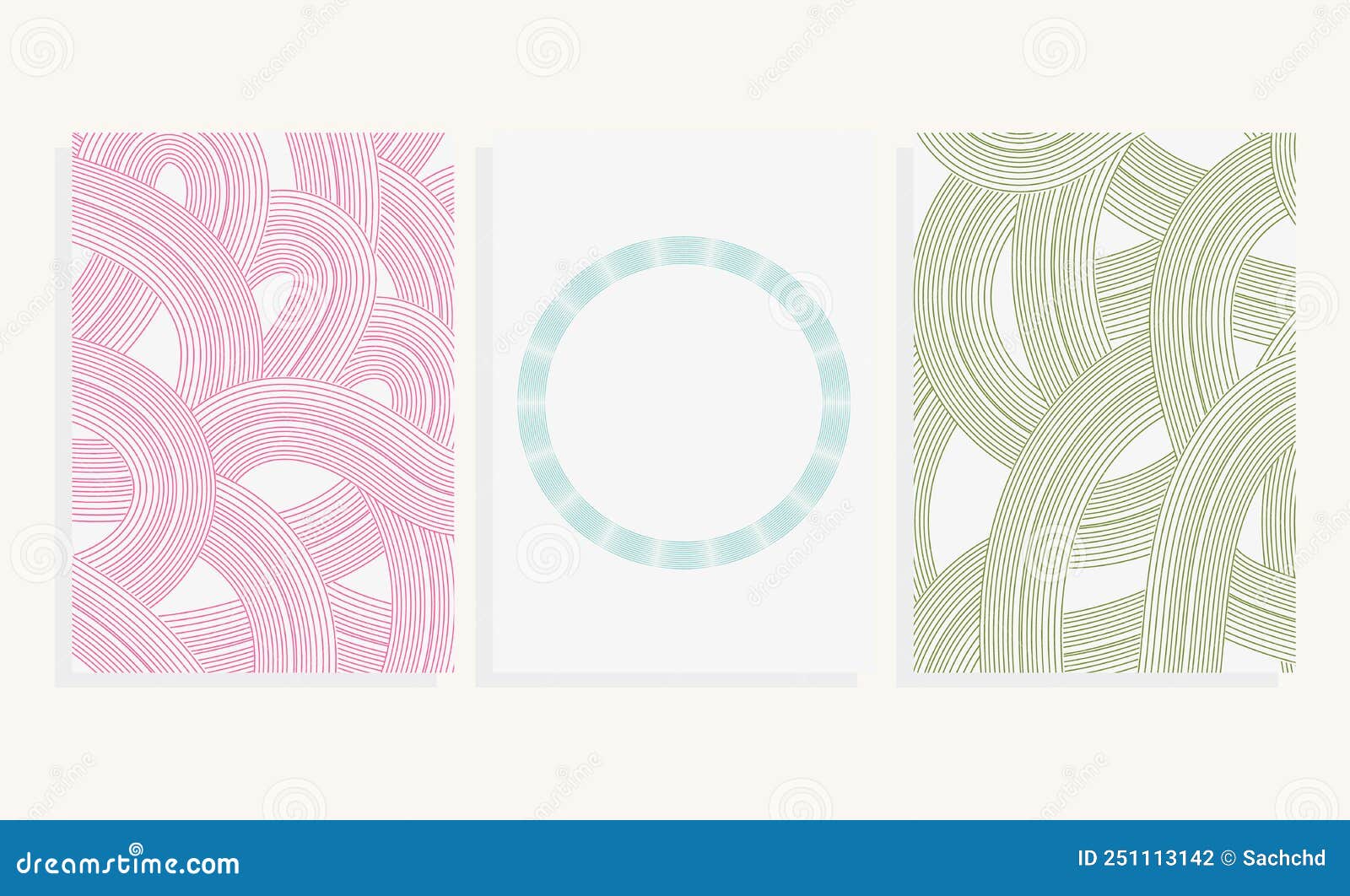 Wavy and Circle Vector Background Template Set Stock Vector ...