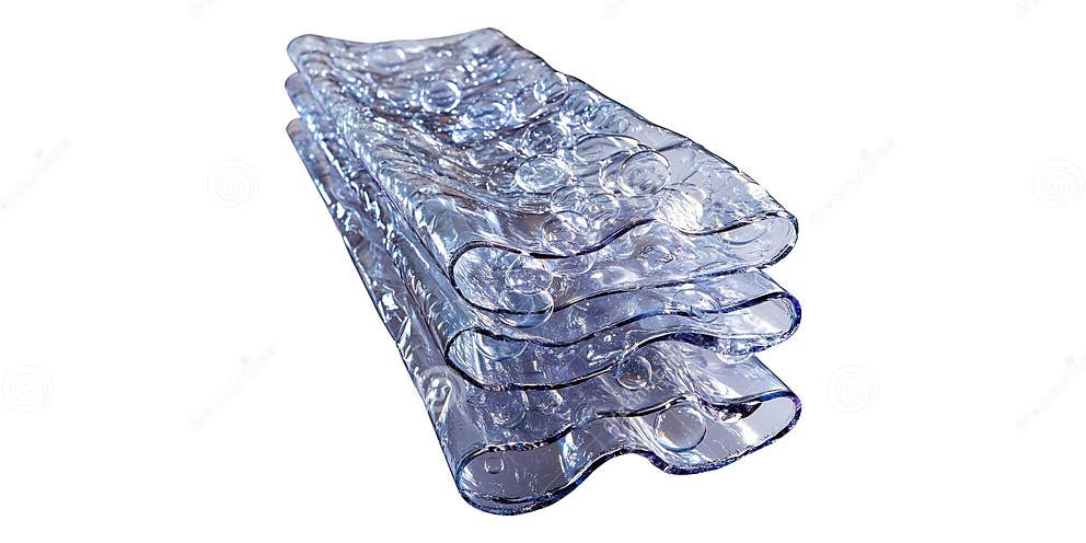 Wavy Clear Glass Stack with Bubble Texture Isolated on Transparent ...