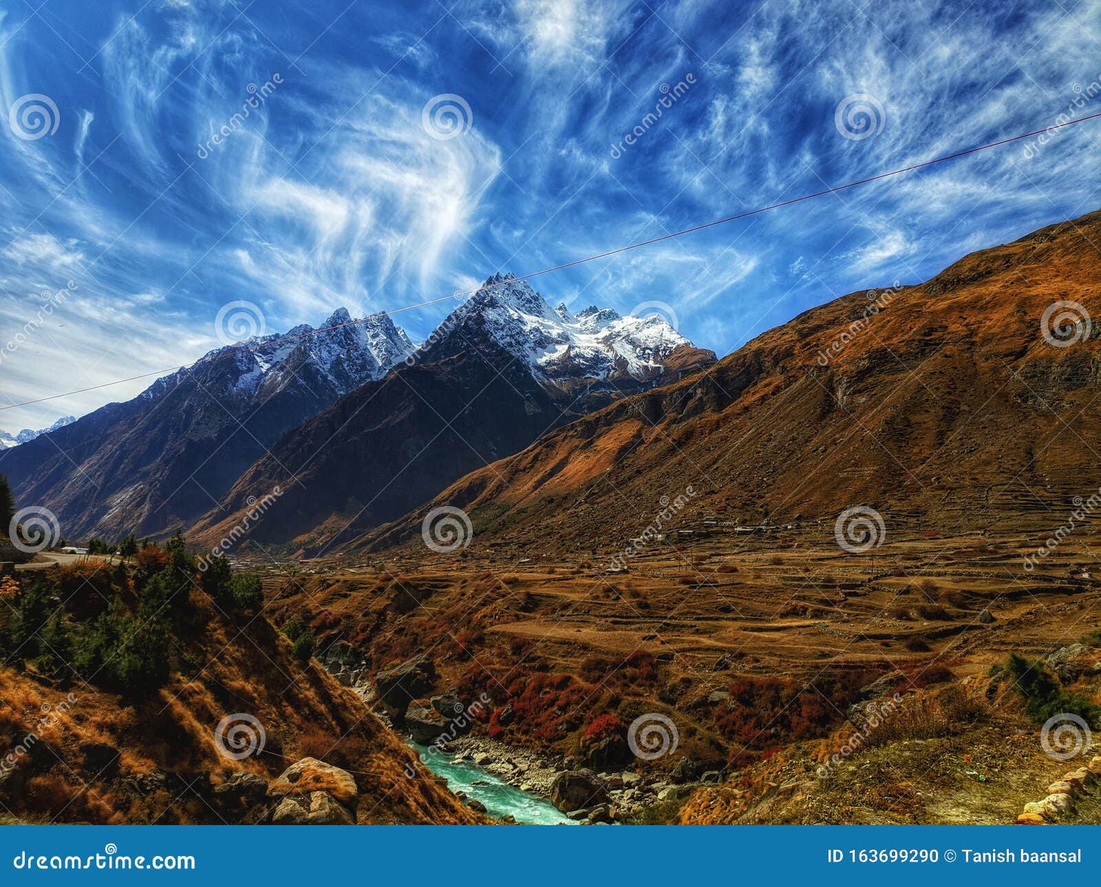 Wavy Cloud Lines with Mountain Stock Photo - Image of nature, wavy ...