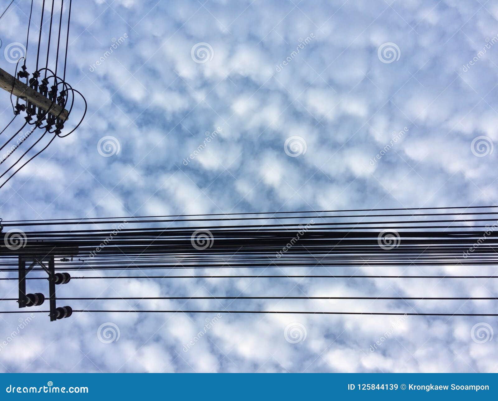 Wavy Cloudy Sky with Electric Wire Stock Image - Image of cloud, wavy ...