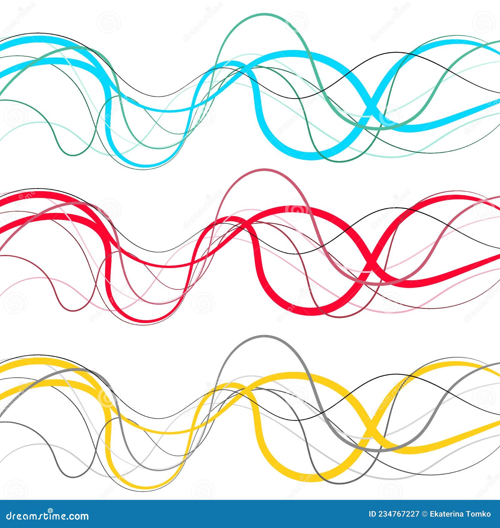 Wavy Colored Lines. Wave Patterns Set Design Elements. Eps 10 Stock ...