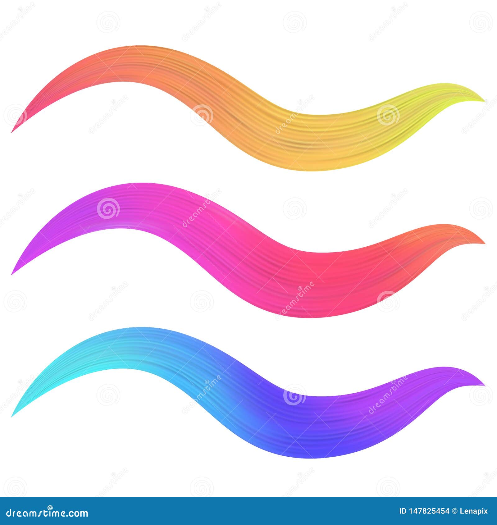Wavy Colorful Brush Stroke Set Vector Illustration | CartoonDealer.com ...