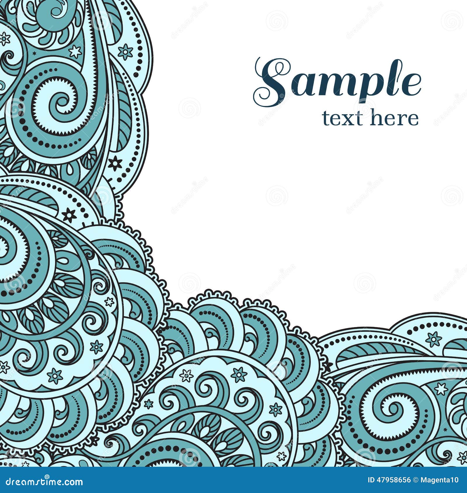 Wavy corner ornament stock vector. Illustration of blue - 47958656