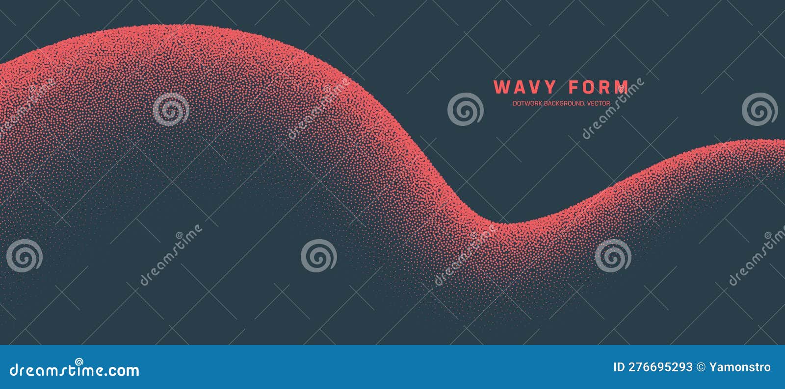 Wavy Curved Form Vector Grainy Border Red Dotwork Minimalist Abstract ...