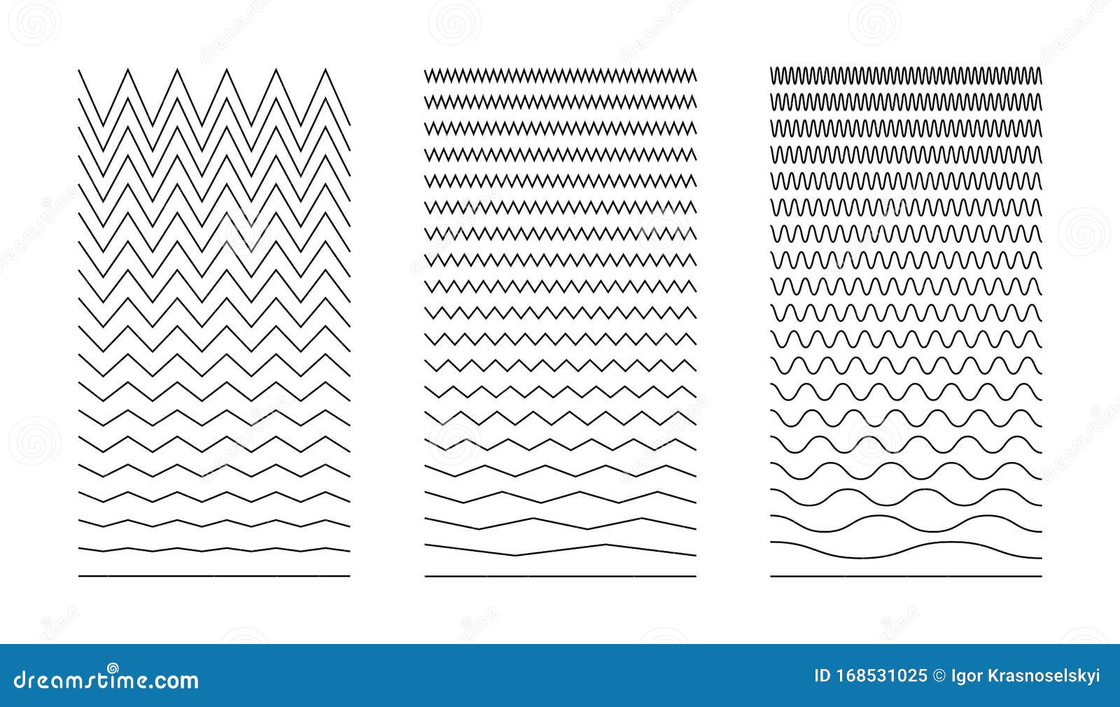 Wavy Curved and Zigzag Collection. Set of Horizontal Lines. Wave Line ...