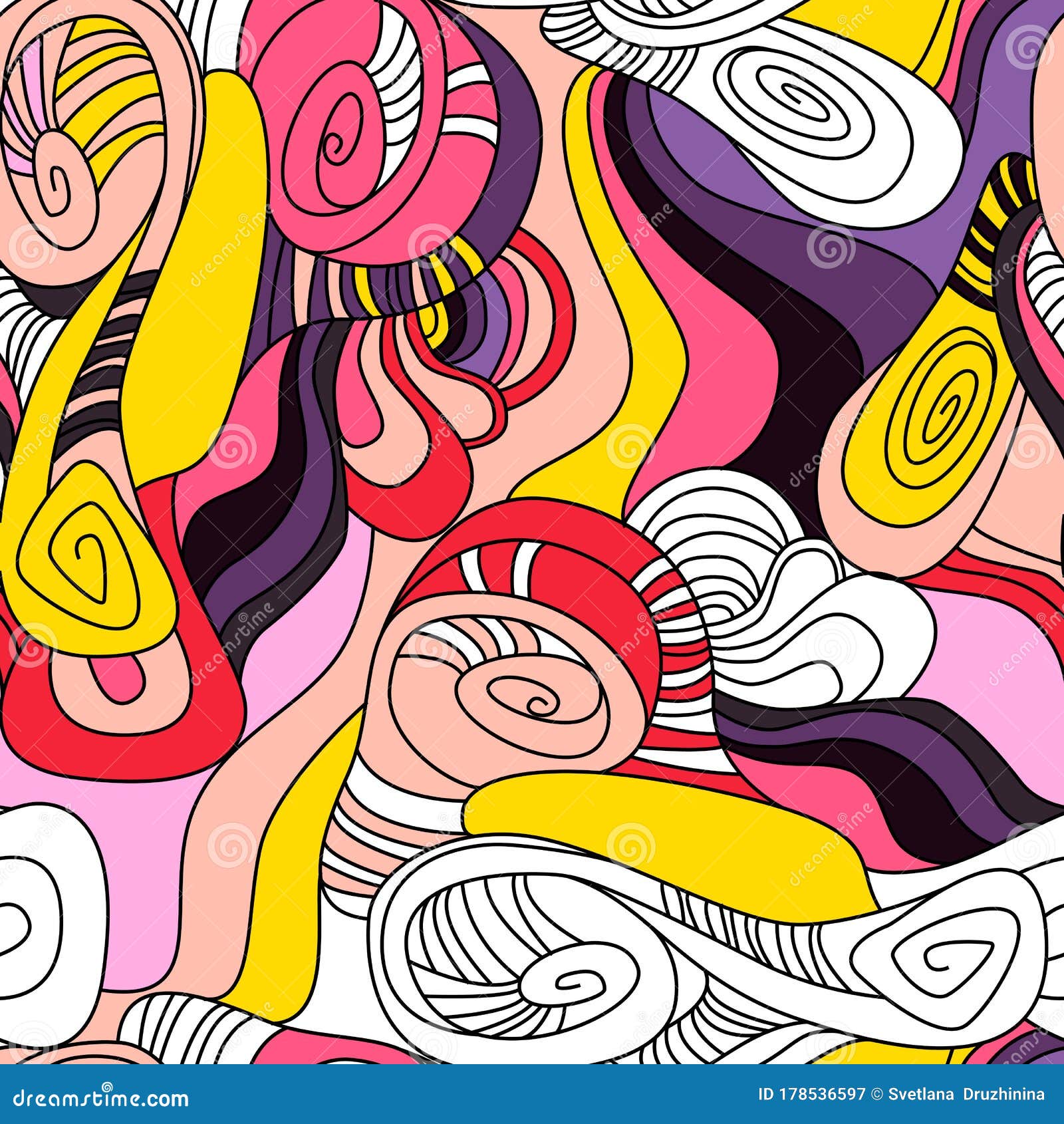 Wavy Distorted Rounds. Seamless Pattern with Deformed Circles. Hand ...