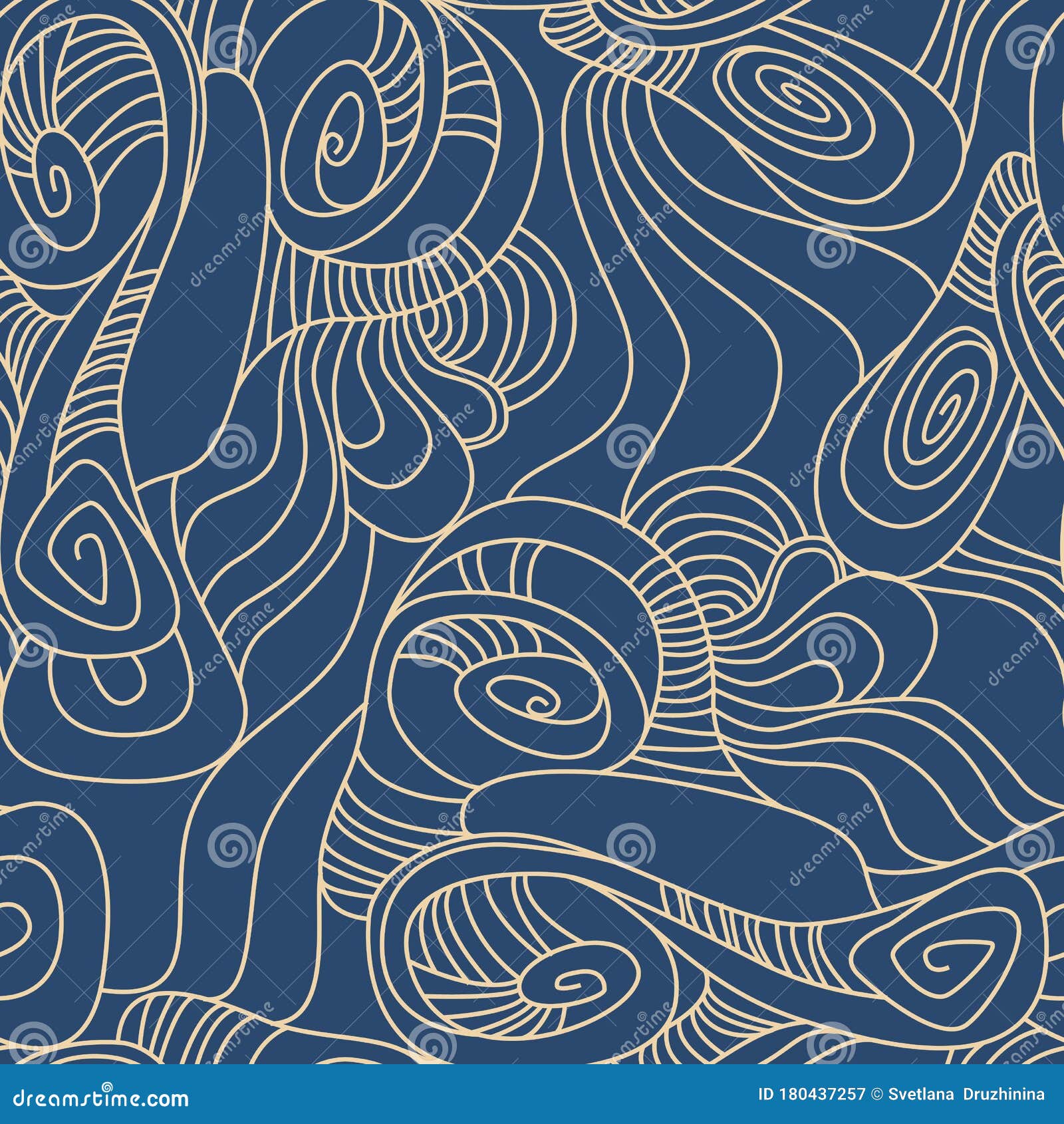 Wavy Distorted Rounds. Seamless Pattern with Deformed Circles. Hand ...