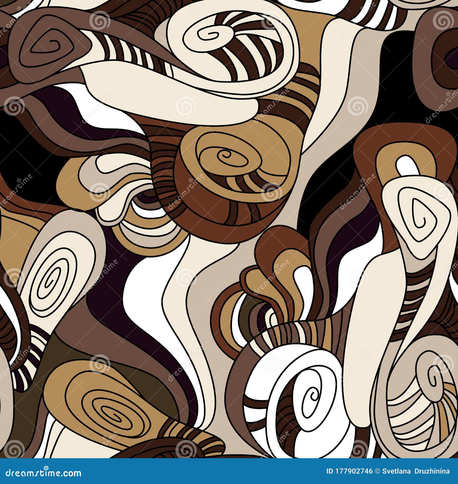Wavy Distorted Rounds. Seamless Pattern with Deformed Circles. Hand ...
