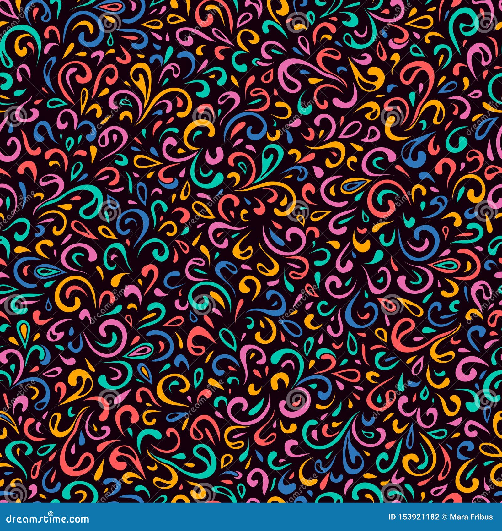 Wavy Doodle Seamless Pattern Stock Vector - Illustration of bright ...