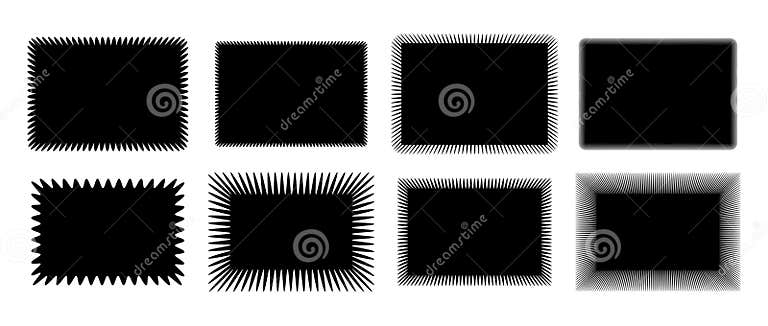 Wavy Edge Rectangle Shape Collection. Jagged Rectangular Form Set Stock ...