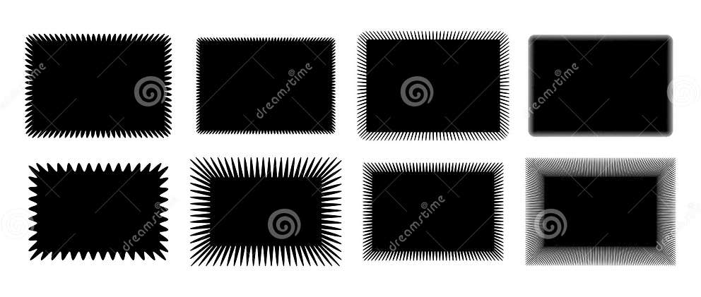 Wavy Edge Rectangle Shape Collection. Jagged Rectangular Form Set Stock ...