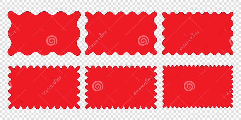 Wavy Edge Rectangle Shapes Icon Vector Set Stock Vector - Illustration ...