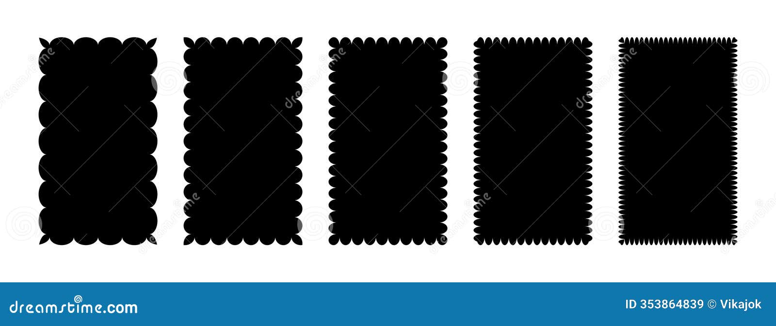 Wavy Edge Rectangular Frame Collection. Jagged Rectangle Border Element ...