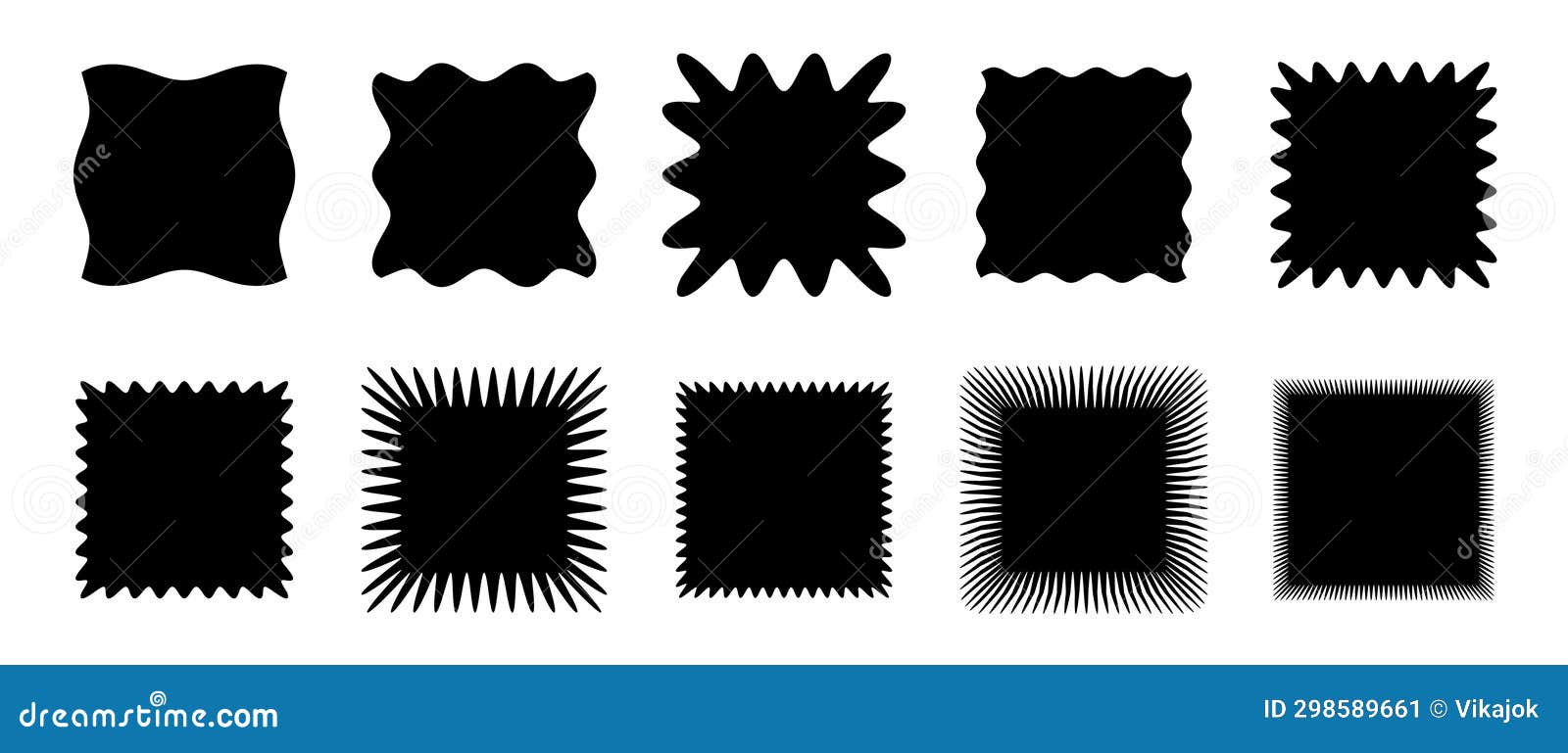 Wavy Edge Squared Shape Collection. Jagged Zig Zag Square Elements Set ...