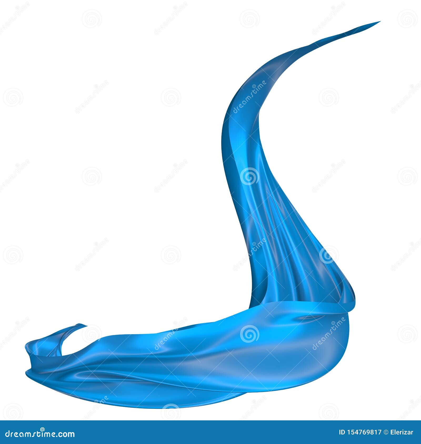 Wavy Fabric on a White Background. 3D Rendering. Stock Illustration ...