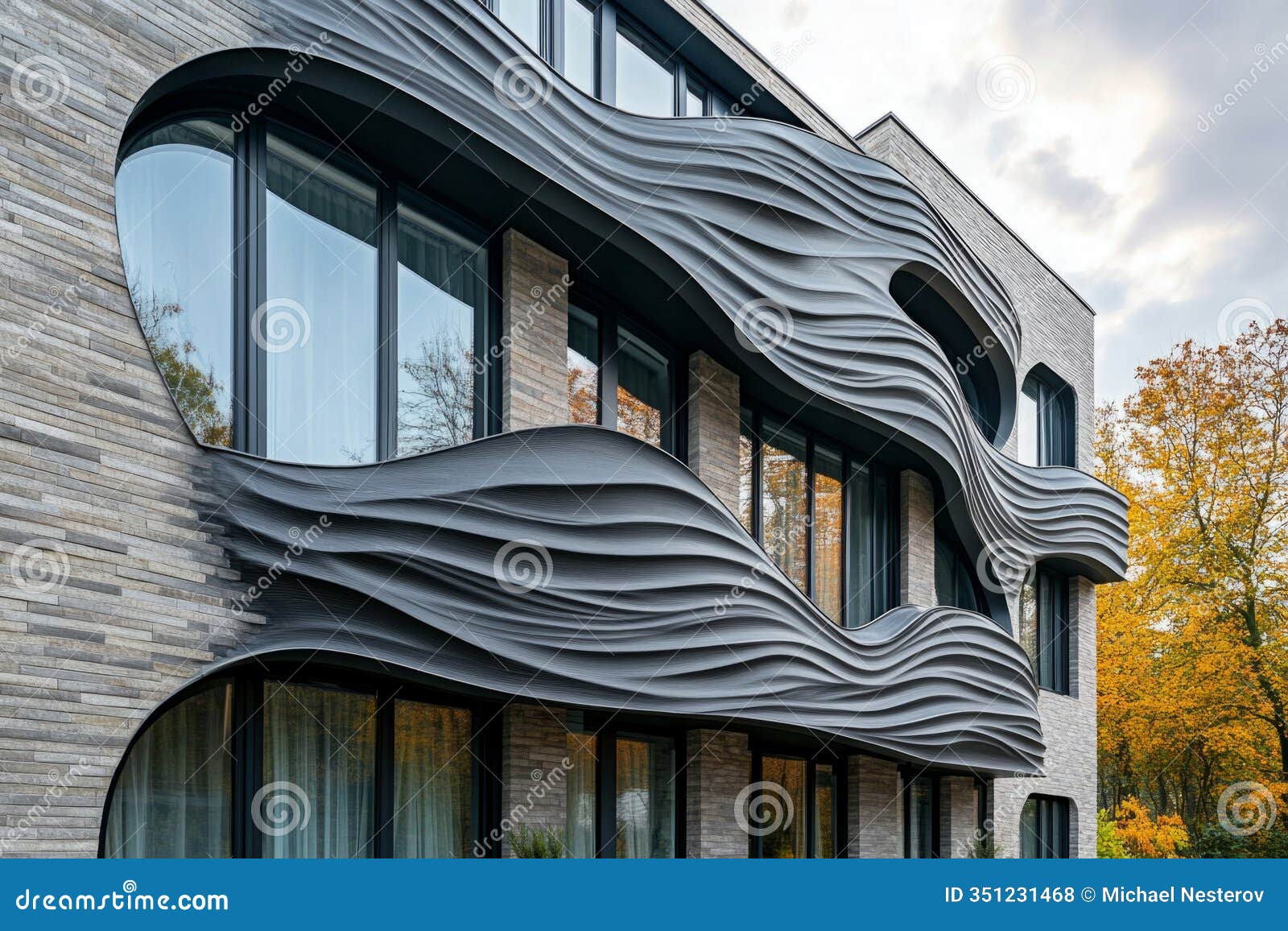 Wavy Facade of a Contemporary Building Showcasing Innovative ...