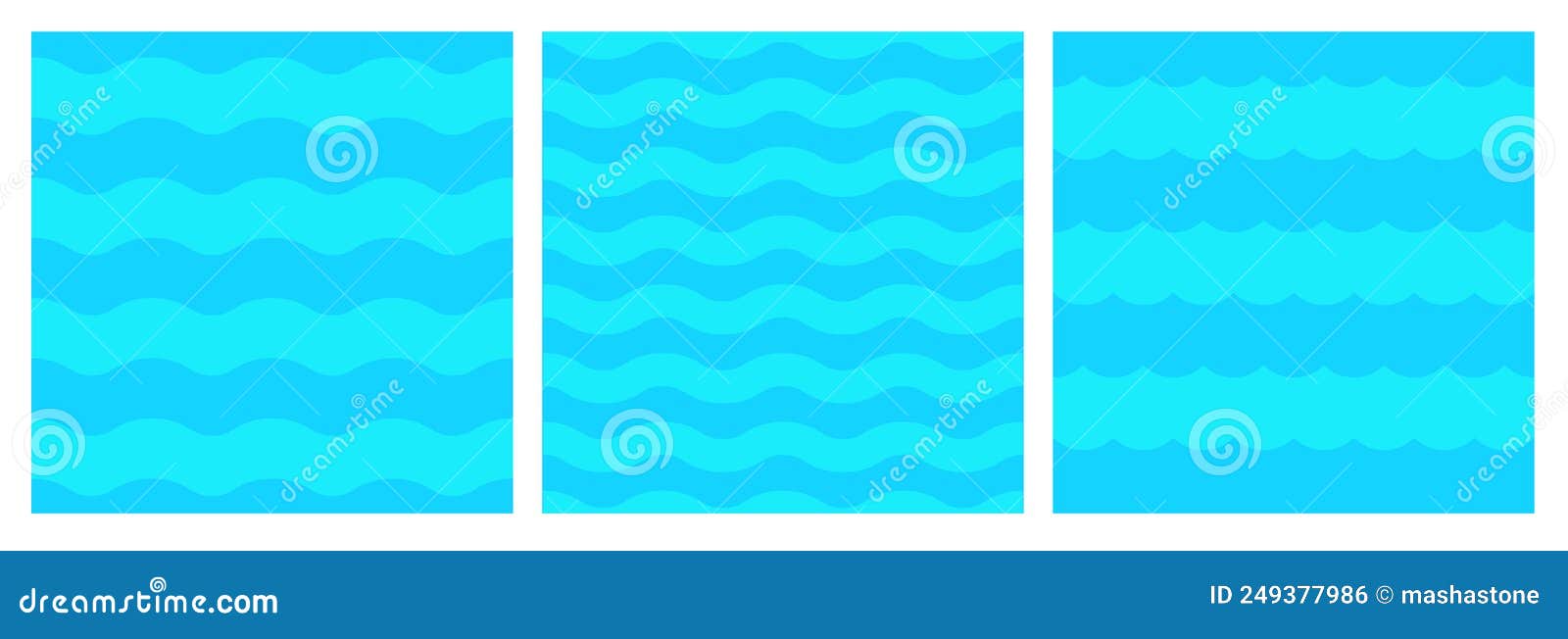 Wavy Geometric Patterns Set. Waves, Sea, Stylised Water Surface. Vector ...